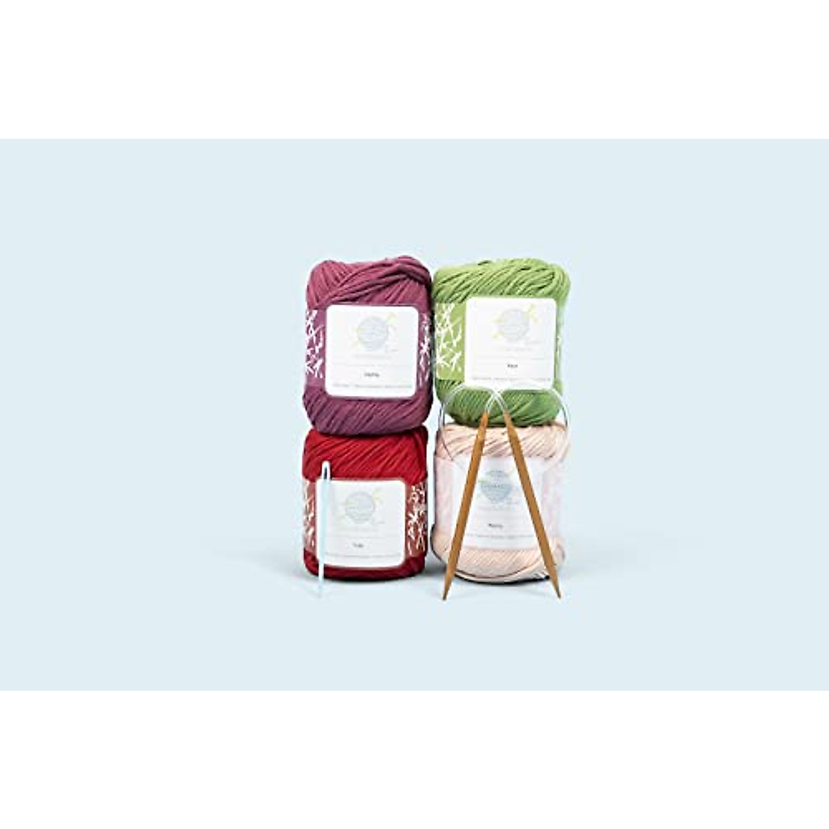 Mindfulness Flora Beginners Knitting Kit, Includes 100% Cotton Knitting Yarn, Circular Knitting Needles, Yarn Needle - Make Washcloths - Knit kit for Mindfulness and Relaxation – by mindfulknits