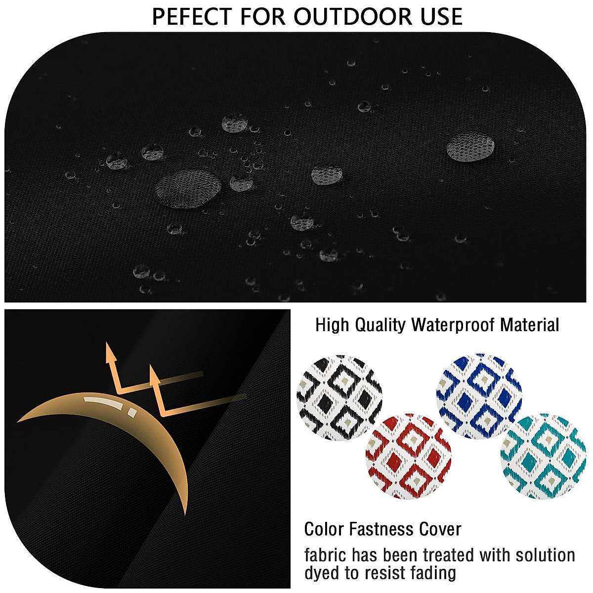 idee-home Outdoor Cushions for Patio Furniture, Outdoor Seat Cushions 24 x 24 with Fade Resistant Waterproof Removable Cover, Deep Seat Replacement Couch Sofa Chair Cushions for Yard Garden