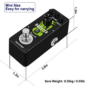 Amuzik Guitar Effect Pedal Booster Analog Guitar Boost Effects Pedals For Electric Guitar Classic Pure Signal Amplification Mini Size True Bypass