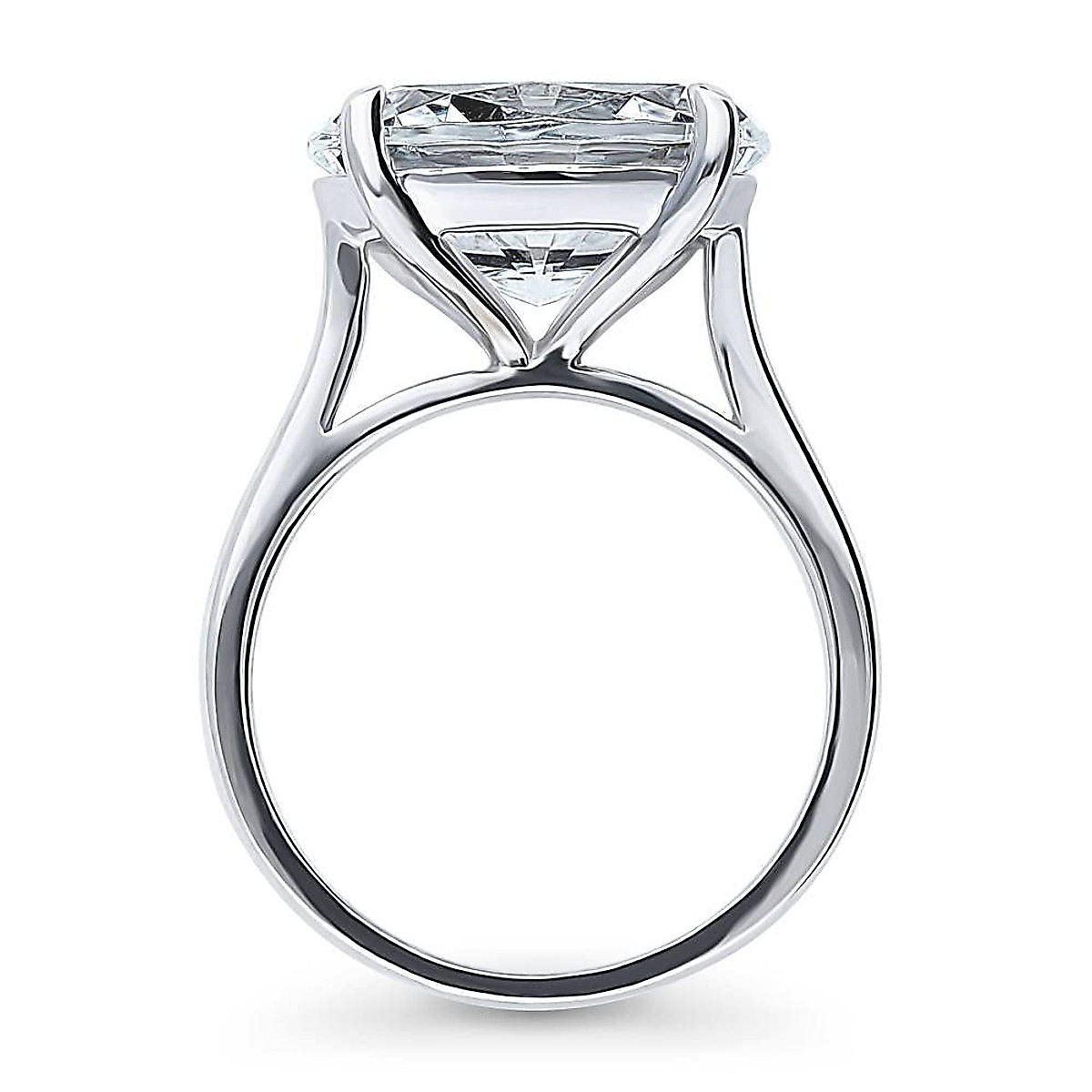 BERRICLE Sterling Silver Solitaire Wedding Engagement Rings 5.5 Carat Oval Cut Cubic Zirconia CZ Statement East-West Cocktail Ring for Women, Rhodium Plated Size 6
