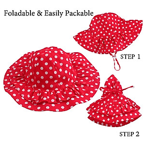 Zsedrut Baby Girls Sun Protective Hat Wide Brim Summer Bucket Cap Girls Sun Cap 1-4Years Old (1-2Years, Red)