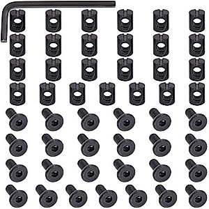 Mardatt M6 x 15mm 50PCS Black Zinc Plated Hex Socket Cap Bolts and Barrel Nuts Cross Dowel Replacement for Beds Chair Table Desk Furniture