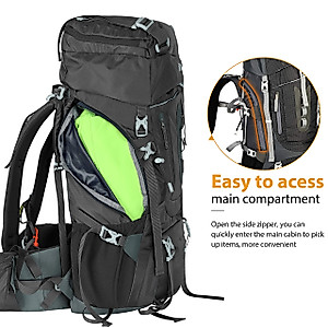 Ubon 60L Camping Backpack Lightweight Internal Frame Hiking Backpack Black