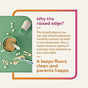 NumNum Non-Slip Silicone Placemats for Babies, Toddlers, and Kids | Durable 100% Food Grade Silicone BPA-Free | Portable Table Mat for Dining Table & Restaurants | 4 Months+ (Gray/Green), 2 Pack