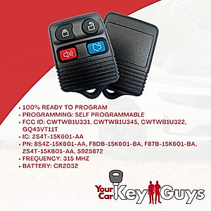 4 Button Trunk Keyless Entry Remote Transmitter for CWTWB1U331 Fits 1998-2016 Ford | Lincoln | Mercury | Mazda - 2 Pack