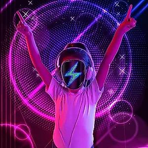 BLINWORLD LED Mask for kids - Gesture Sensing Transforming Light Up Face Mask for Halloween Birthday, and Masquerade Party - Mask Flashes (Mask flashes 01)