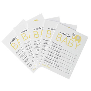 Paper Clever Party Yellow Elephant Wishes for Baby Shower Advice and Wish Cards Parents Keepsake Activity Gender Reveal Wishing Well Birthday Memory Ideas Pack of 20 4x6 Set