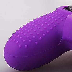YoRHa Studded Dots Silicone Rubber Gel Customizing Cover for Sony PS4/slim/Pro Dualshock 4 Controller x 1(Orange&Purple) with Pro Thumb Grips x 8