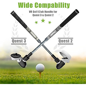 YOGES Adjustable Length VR Golf Club Handle for Meta Quest 3S/Quest 3/Oculus Quest 2, 90 Degree Virtual Reality Baseball Controller Attachment, Simulator Real Golf Game (ONLY for Right Controller)