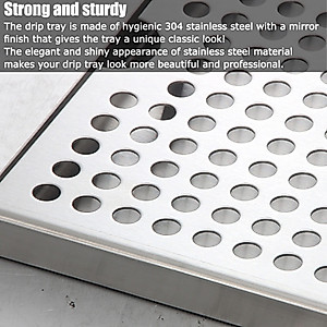 WRJAHCG Drip Tray Stainless Steel,Kegerator Beer Drip Trays,20" Length 7" Width Rectangular Stainless Steel Beer Surface Mount Drip Tray,No Drain,for Home Bar Mini Fridge Without Drain,40CM
