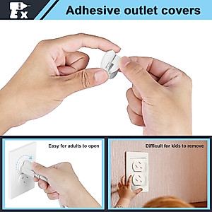Outlet Covers Child Proof (25 Pack) Self-Closing Outlet Plug Covers Adhesive Design Baby Proof Socket Cover for Outlet Safety Electrical Outlet Protectors