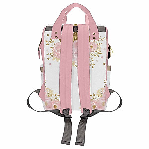 Newcos Personalized Glliter Crown with Beautiful Pink Roses Diaper Backpack with Custom Name Shoulder Mommy Baby Bag Multi 09, One Size