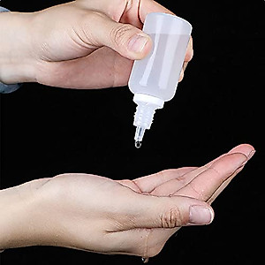 Othmro 1oz PE Lab Eye Plastic Dropper Bottles 20pcs, 30ml Squeezable Eye Liquid Dropper Thin Mouth Via of Liquid Sample Seal Storage Bottle with Childproof White Cap