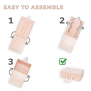 Pearz Rose Gold Gift Box - Magnetic Gift Box with Lid | 10.3x7.1x3.14 Inches | Collapsible Glossy Gift Boxes for Presents | Bridesmaid Gift Boxes with lids (Pack of 5)