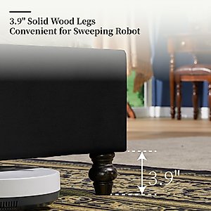 PaPaJet King Bed Frame Upholstered Platform Bed Frame with 52.8'' Tall Sleigh Headboard, Button Tufted, No Box Spring Needed, Easy Assembly, Black