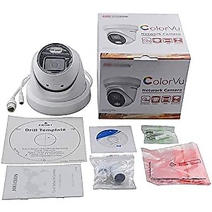 Hikvision IP Camera Turret Compatible DS-2CD2347G2-LU 2.8mm Lens 4MP Color-Vu Fixed Turret Network Camera H.265,130dB WDR,24/7 Colorful Imaging, PoE Camera, International Version
