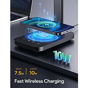 MediAcous LED Desk Lamp with Wireless Charger & USB Charging Port, Eye-Caring Office Desk Lamp, Touch Control Table Lamp with Night Light, 4 Lighting Mode, 5 Brightness, Timer, 6000K, 12V/2A