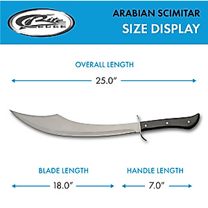 SZCO Supplies 926962 ABS Handled Full Tang Arabian Style Scimitar Outdoor Machete with Sheath, Black, 25" Length