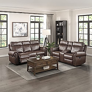 Lexicon Janwood Wall-Hugger Power Double Reclining Loveseat, Brown