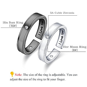 OHAYOO Matching Rings 925 Sterling Silver Ring Sets for Couples His and Hers Wedding Ring Sets Promise Rings for Couples