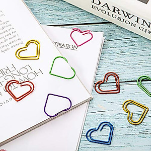 105 Pieces Colorful Paper Clips Metal Heart Paperclips for Office Stationery School Supplies