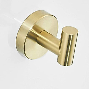 Beelee Gold Towel Hooks for Bathroom 4-Pack Wall Hooks Robe Hooks Brushed Gold Clothes Hooks in SUS 304 Stainless Steel ，BA19507BG-4