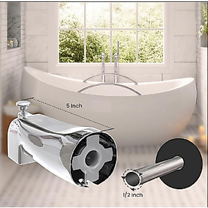 Slip Fit Tub spout with Diverter, Compatible with American Standard 8888026.002 Tub Spout, Bathtub Faucet, Fit 1/2 inch Copper Water Tube polished chrome bathtub Faucet with shower diverter