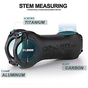 ZECHAO Carbon Bike Stem,Titanium Alloy Screws Road Bike Stem 31.8mm 6/17 Degree Bike Stem Carbon Mountain Cycling Part Bike Stem (Color : 17 Degree, Size : 90mm)