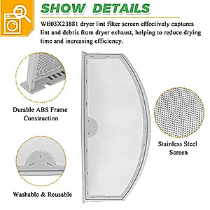 WE03X23881 Dryer Lint Filter Assembly by Techecook - Replacement for GE Hotpoint Dryer 4476390, AP6031713, PS11763056, EAP11763056