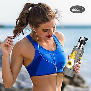 Bee Gnomes Leak Free Insulated Bottles with Handle 32 oz Vaccuum Bottle with Straw Lid Thermal Bottle for Hiking Camping Cycling BAP-Free