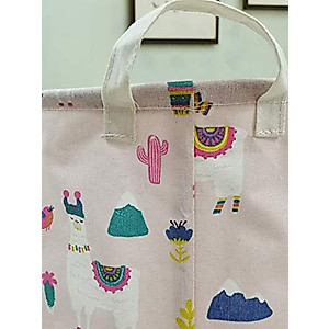 Storage Baskets Waterproof Foldable Organizer Large Storage Bins for Dirty Clothes Home and Office Toy Organizer Laundry Hamper(Pink Llama)