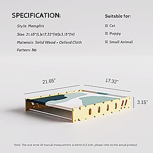 SPRICHIC Cooling Elevated Pet Bed - Original Dog & Cat Cot with Solid Wood Raised Stand for Indoor and Outdoor, Kitten Puppy Hammock, No Pattern