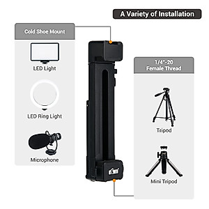 2 in 1 Versatile Tablet Tripod Mount and Desktop Stand, Tablet Tripod Clamp Holder with Cold Shoe for iPad Pro Air Mini, Fire Tablets, Samsung Galaxy Tabs to be Used on Tripod, Selfie Stick & Desk