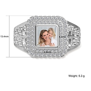 BAUMA AUTO Personalized Photo Signet Ring Custom Picture Engraved Name Ring for Women Mom Grandma Friends Jewelry Gift (Style 1)