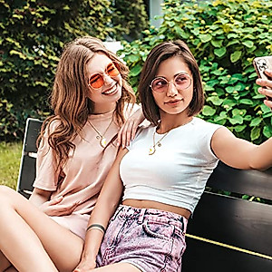 MJartoria BFF Necklace for 2-Daisy Rainbow Best Friend Necklace Friendship Necklace Best Friends Forever Necklaces Valentines Day Gifts