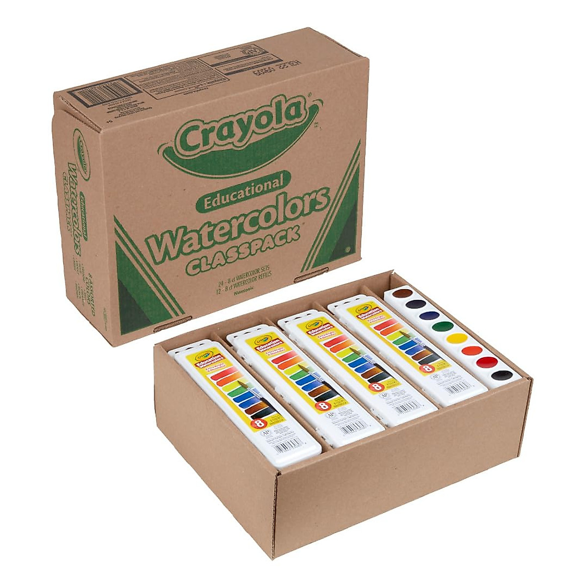Crayola Watercolors Classpack, Bulk Paint Set For Kids, 24 Trays & 12 Refills, School Supplies