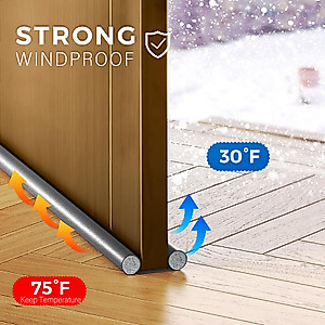 C CELAINER Door Draft Stopper, Under Door Noise Blocker, Sound Light Air Proof Sealer for Bottom of Door, Adjustable Soundproof Insulation Strip Doors Draft Guard 37 inch - Grey