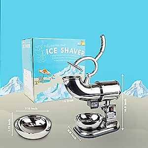 WYZworks Stainless Steel Commercial Ice Shaver Heavy Duty - Snow Cone Shaved Icee Maker Machine