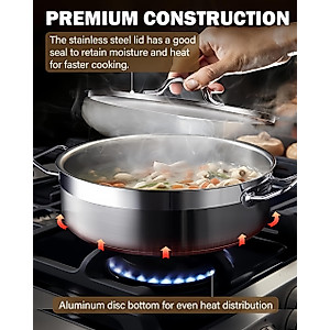 Stainless Steel Round Soup Pot: Polished Stock Pot with Lid, Handle & Versatile Compatibility for All Heat Sources - Dishwasher &Oven Safe for Effortless Pasta and Cooking Pleasures! (Φ6.3"x2.4")