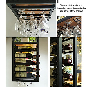 rlosqvee Industrial Wine Rack Hanging/Wall Mounted, 2-Tier Vintage Solid Wood Wine Storage Rack, Wine Display Shelf for Kitchen Bar Restaurant (40 inch (W))