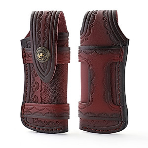 Leather Pocket Knife Pouch with 5 "Folding Knife Holster with Belt Ring Folding Knife Holster