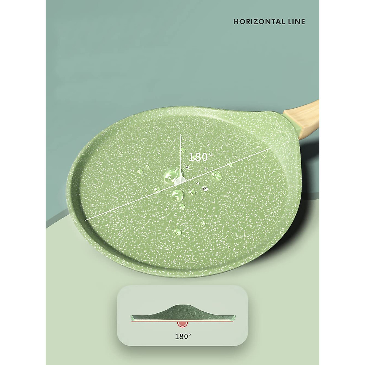 LI-GELISI Double-Sided Non-Stick Nonstick Crepe Pan, Swiss Granite Coating Dosa Pan Pancake Flat Skillet Tawa Griddle PFOA & PTFEs Free Coating (7.1 inch Apple Green)