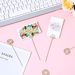 30Pcs Photo Holders for Centerpieces Picture Holders Floral Card Holder Picks Card Holder for Flower Arrangement Metal Wire Floral Place Card Holder Stick Memo Holder Pick for Wedding Gold 4.7 Inch