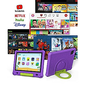 Kids Tablet,10inch Tablet for Kids,WiFi Kids Tablets Android 12 Toddler Tablet with Dual Camera 2MP+8MP,3GB+64GB,1280x800 HD IPS Touch screen,Pre-Installed Parental Control Kid-Proof Case (Purple)