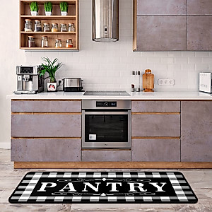 Buffalo Plaid Pantry Kitchen Rug 40 x 20 Inch Non-Slip Cushioned Comfort Entryway Door Mats Perfect Carpet for Home Decor