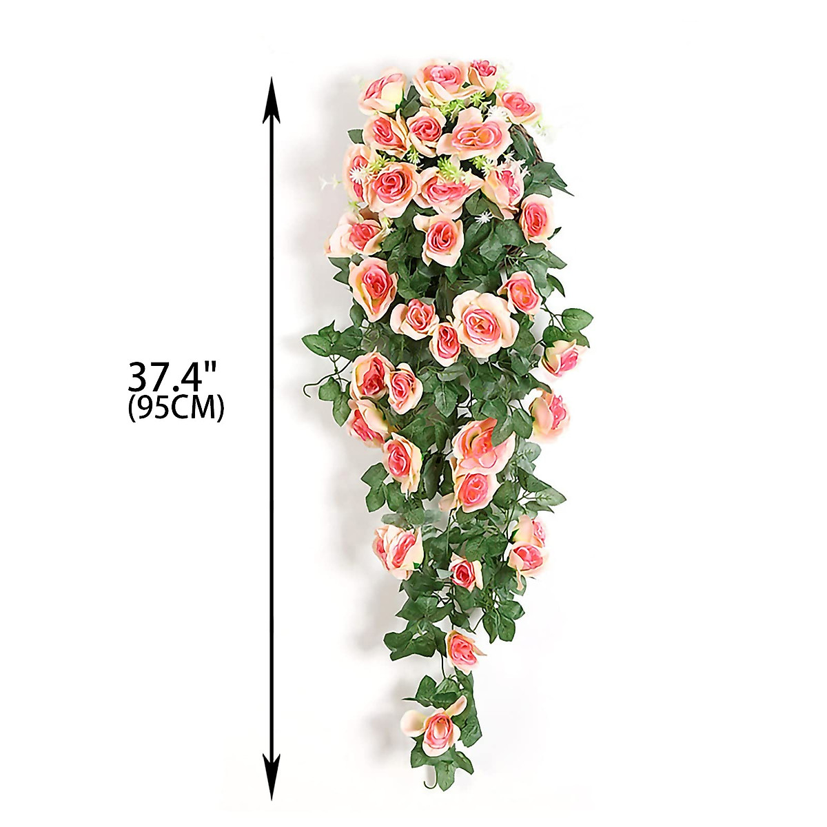Hananona 2PCS Artificial Hanging Flowers 3.3Ft Artificial Rose Vine Hanging Plants Artificial Flower for Home Room Garden Wedding Indoor Outdoor Decoration (Pink, 2)