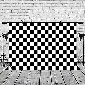 LYLYCTY 7x5ft Checkers Backdrop Black and White Racing and Checkered Pattern Photo Booth Chess Board Texture Grid Photography Background LYZY0505
