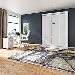 Bestar Edge Space-Saving Wall Bed for Guest Room or Multipurpose Home Office, Queen, White