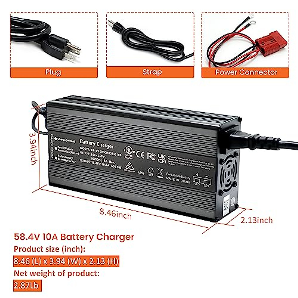 CHINS Bluetooth LiFePO4 Battery Smart 48V 100AH Lithium Battery, Includes 48V 10A Lithium Battery Charger, Perfect for Golf Cart, Trolling Motor, Marine, Peak Current 500A