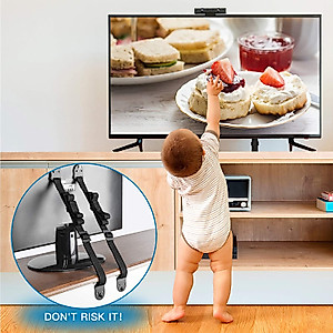 PERLESMITH TV Anti-tip Straps for TV, Screen and Furniture - Heavy Duty Dual TV Safety Straps with Metal Plate for Child Protection-Adjustable Earthquake Resistant Straps Secure Safety (PSAS1)